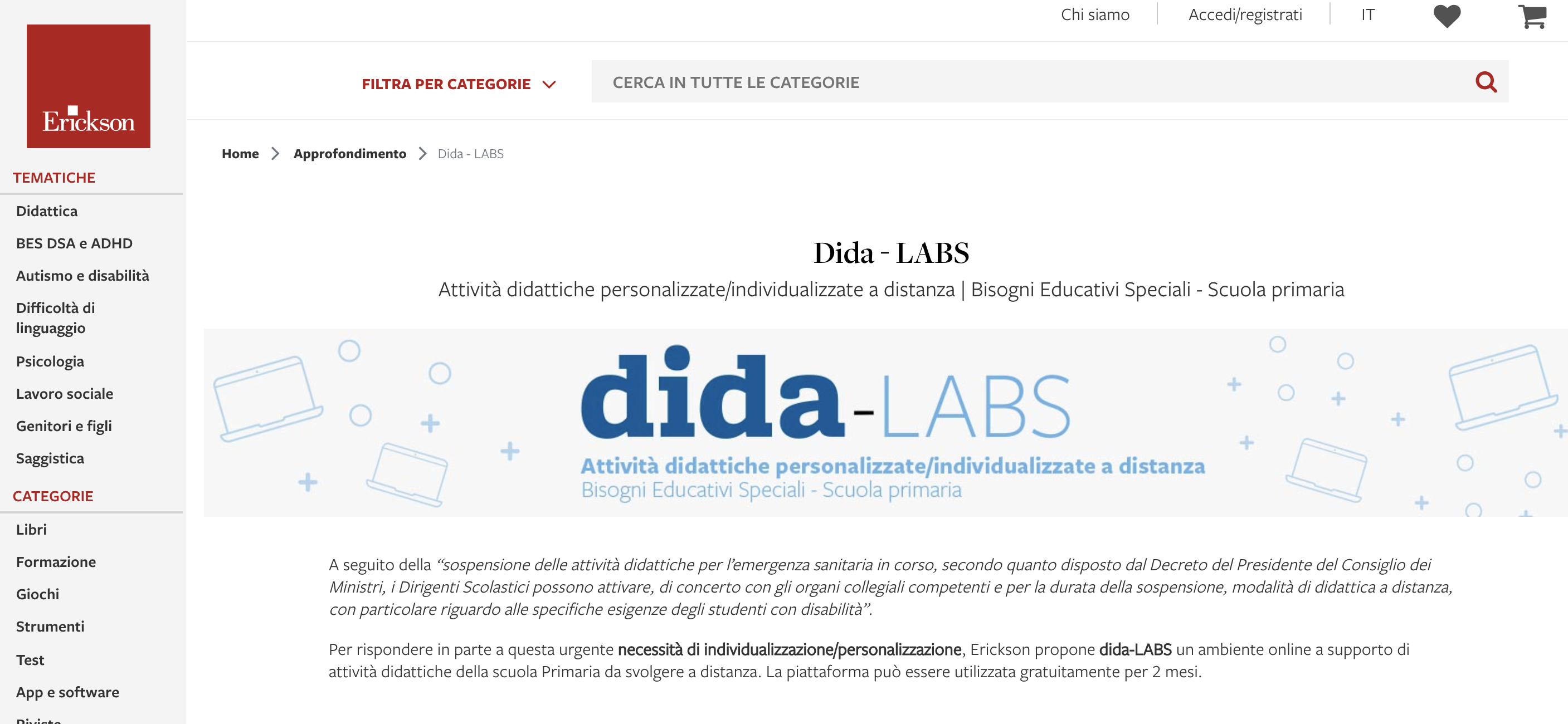 #Erickson dida – LABS Attività didattiche personalizzate/individualizzate a distanza | Bisogni ...